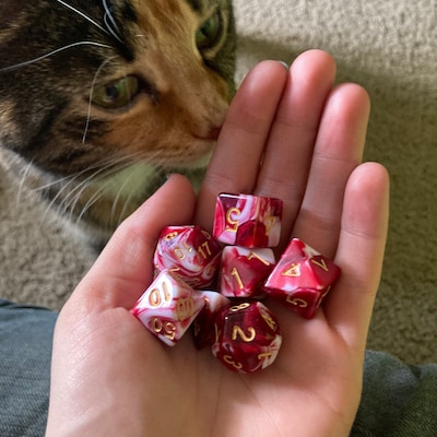 Dnd Dice Set / Pink Shimmer pixie Opal / RPG - Etsy