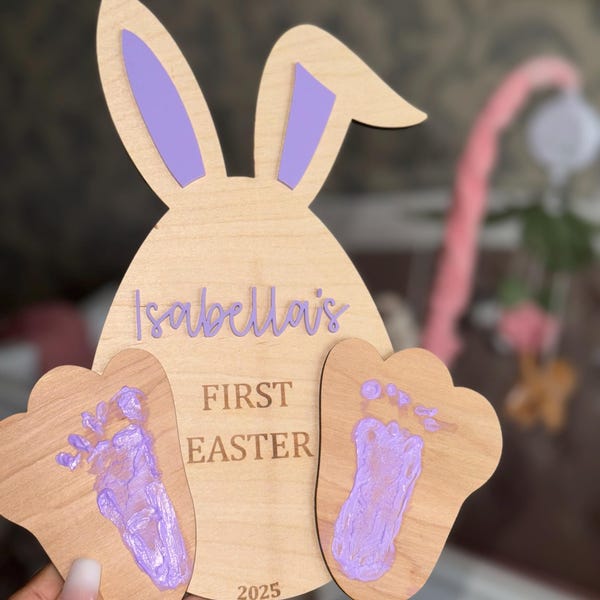 Easter Keepsake, Easter Footprint Keepsake, Baby's First Easter, Happy ...