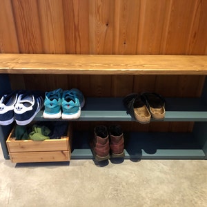 Bespoke Solid Rustic Shoe Bench Farmhouse Shoe Rack Handmade Rustic ...