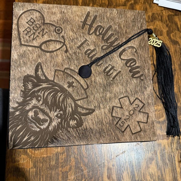 Personalized Cowhide Graduation Cap Topper, Custom Graduation Cap ...