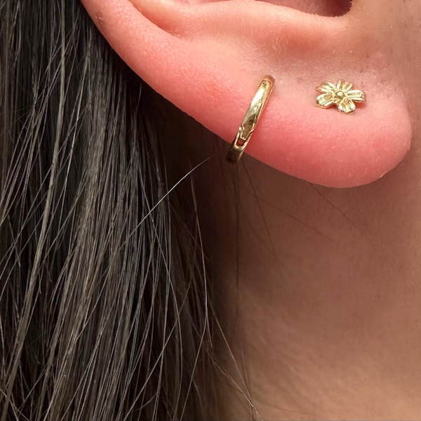 14K Solid Gold Barbed Wire Septum Ring, Gold Seam Hoop Ring, Helix Hoop ...