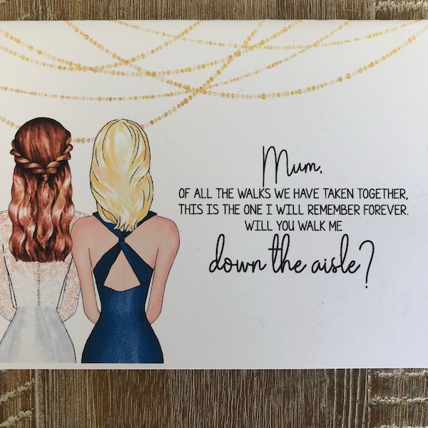 Mom Will You Walk Me Down the Aisle | Card for Mother | Wedding ...