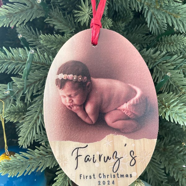 Baby First Christmas Custom Photo Ornament, Personalized Keepsake ...
