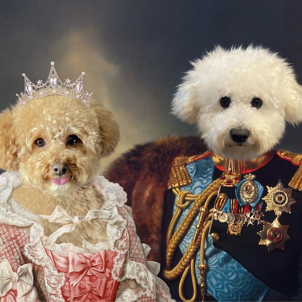 Custom Family Pet Portrait Regal,custom Pet Portrait,2 Pet Portraits ...