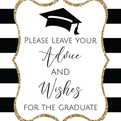 Graduation Advice and Wishes Sign, Graduation Guest Book Sign ...