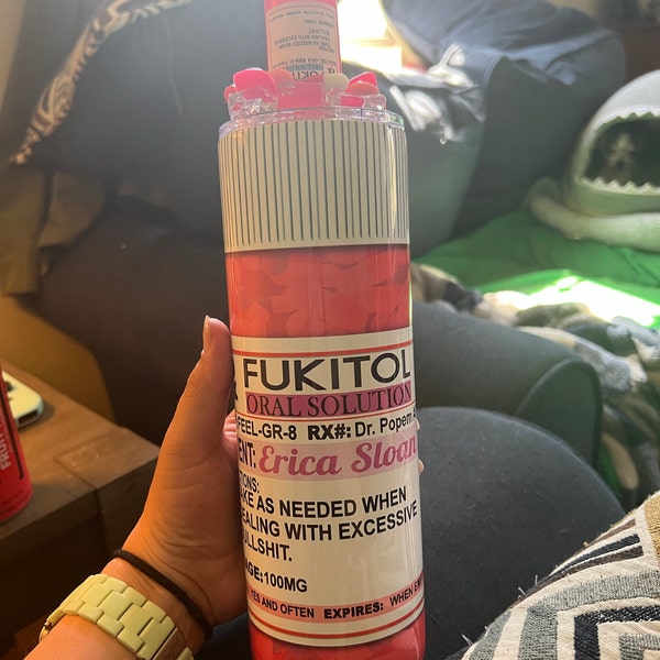 PINK Cup + Lid FUKITOL Prescription Pill Fake 3D Ice Lid Sublimation ...