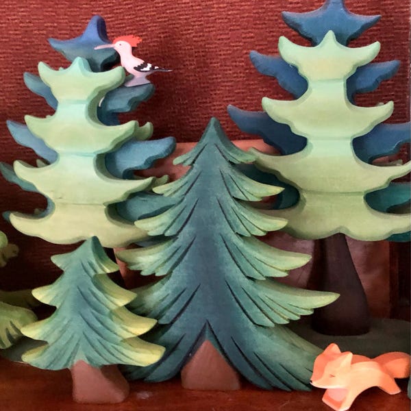 Fir Trees Waldorf Play Set | Montessori Wooden Tree | Handmade With ...