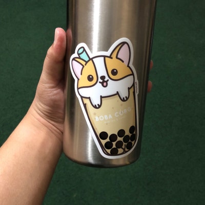Boba Corgi Sticker, Corgi Stickers, Vinyl Stickers, Boba Stickers ...