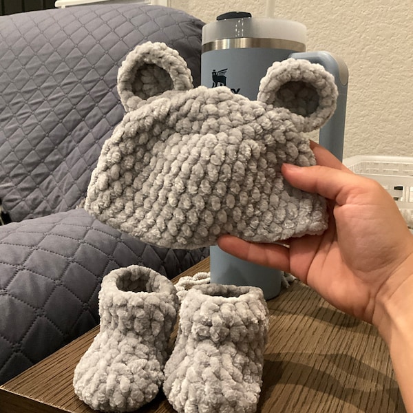 CROCHET PATTERN Baby Bear Baby Hat and Booties Set, Photo Prop ...