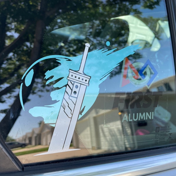 Final Fantasy 7 Logo Decal - METALLIC Teal and White Permanent Vinyl ...