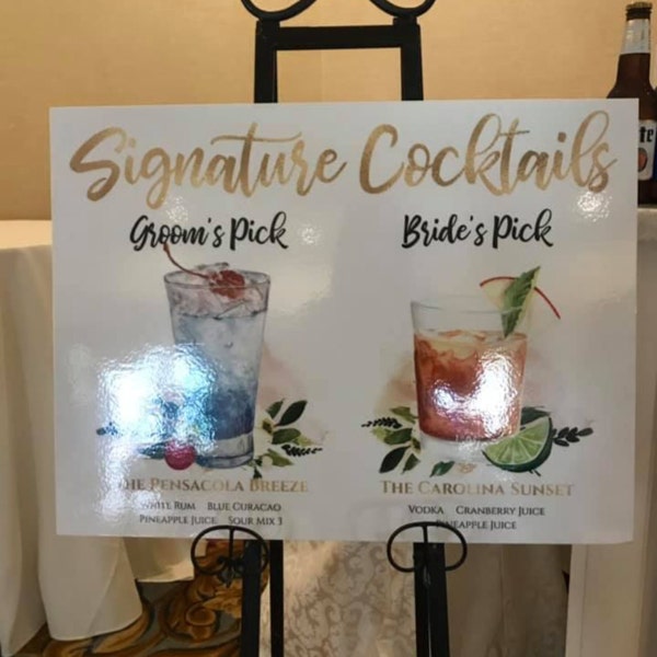 COCKTAIL SIGN, Custom DRINK Sign, Wedding His and Hers Drinks Sign ...