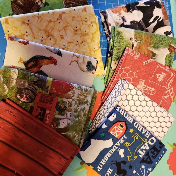 10 Fat Quarters - Farm Farming Country Hobby Farmer Ranch Orchard ...