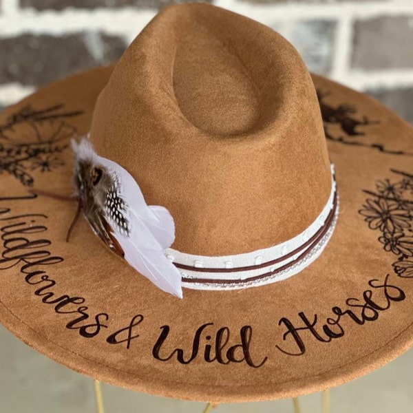 Wildflowers & Wild Horses Lainey Wilson Custom Cowgirl Hat, Hand Burned ...