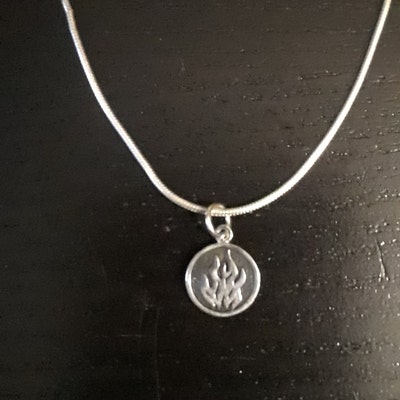 Tiny Silver Fire Element Necklace Flame Small Sterling Four 4 Elemental ...