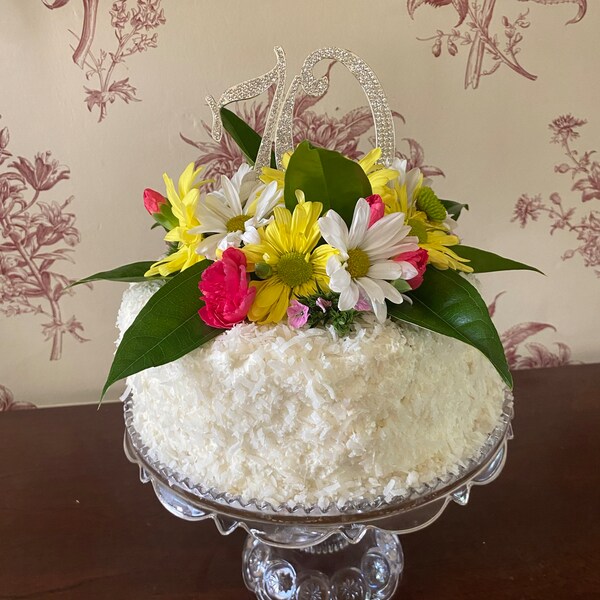 70 Birthday Cake Topper SILVER 70th Rhinestone Anniversary Topper 70 ...