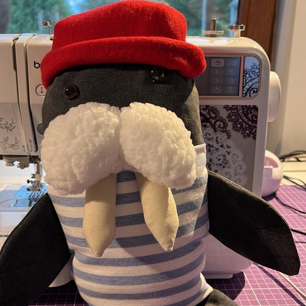 Sailor Walrus Soft Toy Sewing Pattern: DIY Nautical Nursery Decor (PDF ...