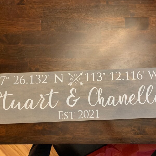 Wedding Sign Coordinates Sign Housewarming Gift Custom Coordinates Sign ...