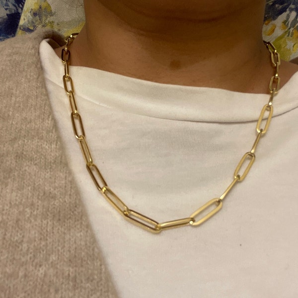 Solid 14k Real Gold Paperclip Chain Necklace 2mm 3.2mm 4mm 5.2mm 5.8mm ...