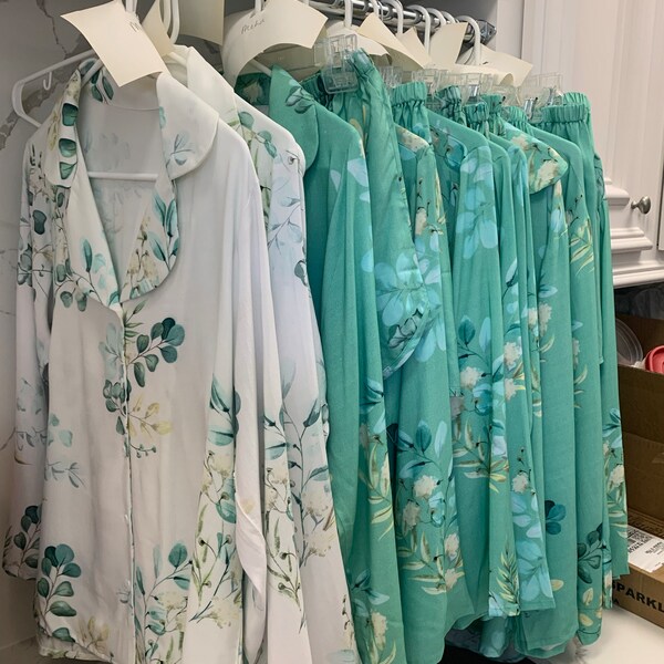 Greenery Inspired Pjs - Notched Collar Pj Sets in Boho Botanical ...