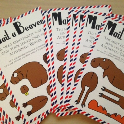 Beaver Postcards, Set of 8 mail a Beaver Postcards - Etsy