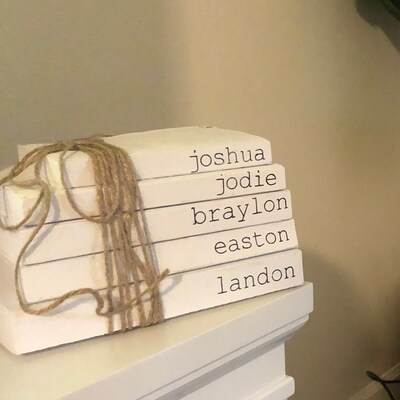 Stacked Books Custom Book Stack Hand Painted Tiered Tray Vignette Decor ...