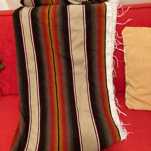 Premium Saltillo Serape Striped Earth Tones Fringed Throw Blanket by ...