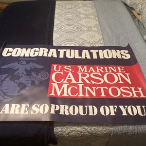 Custom U.S. MARINE Vinyl Banner Welcome Home or Congratulations We Are ...