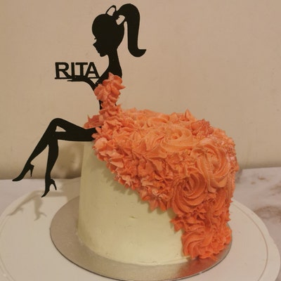 Sitting Girl Silhouette Cake Topper, Woman Cake Toper, Custom Age ...