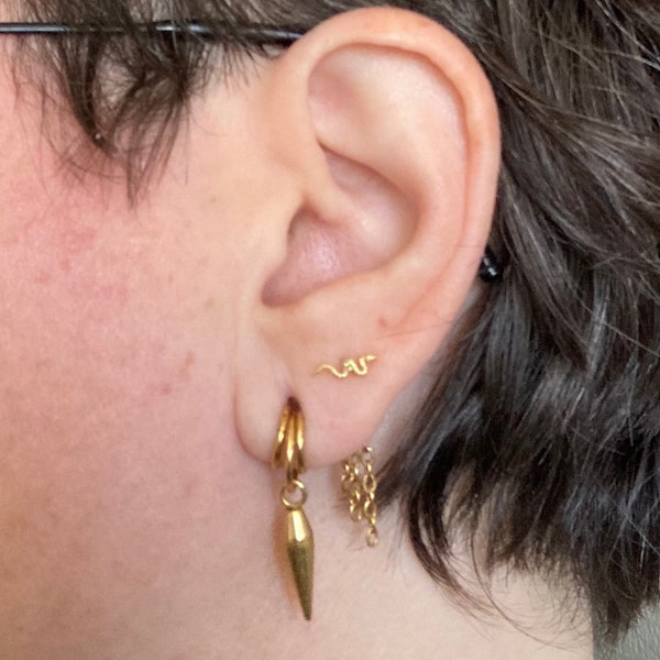 Three Chain Dangle Earrings, Chain Dangle Earrings, Pearl, CZ, Bar ...