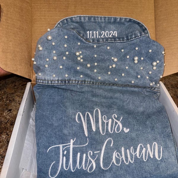 Embroidered Pearl Bride Jean Jacket - Etsy