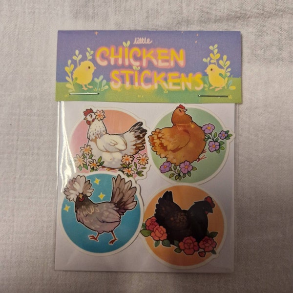 Floral Chicken Sticker Set - Etsy