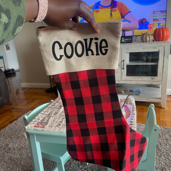 Buffalo Check Christmas Stocking - Personalized Plaid Stocking - Etsy