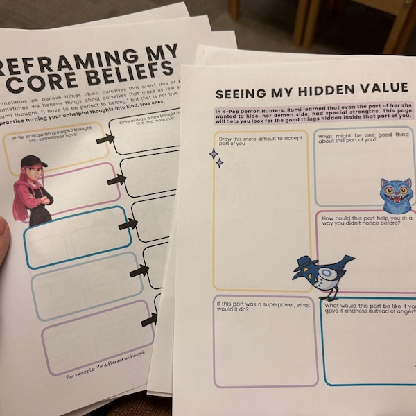 Kpop Demon Hunters Worksheets PDF, Printable Therapy SEL Activities for ...