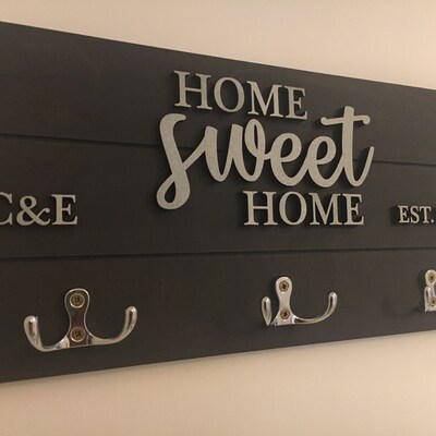Key Holder for Wall / Personalized Key Hanger / New Home Sign / Family ...
