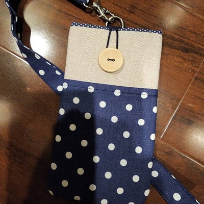 Smartphone Wallet, Blue Phone Sleeve, Fabric Phone Pouch With Lanyard ...