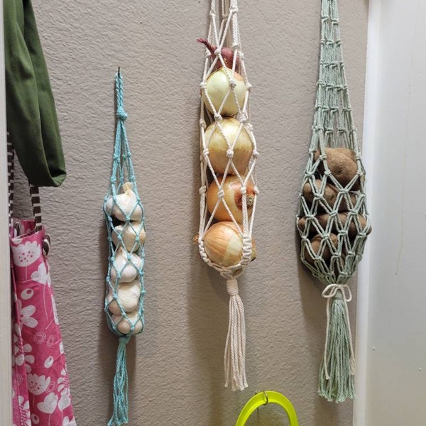Macrame Garlic Lemon (S Size) Orange Onion (L Size) Hanging Bag ...
