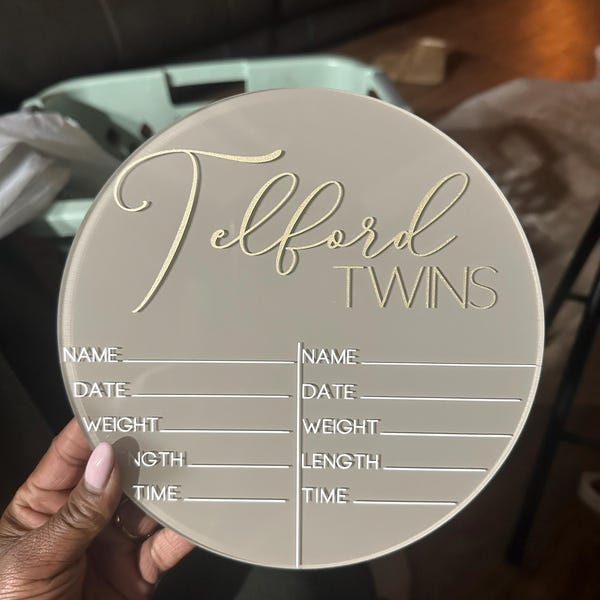 Birth Announcement Sign for Twins, Baby Stat Sign for Twins, Twins ...