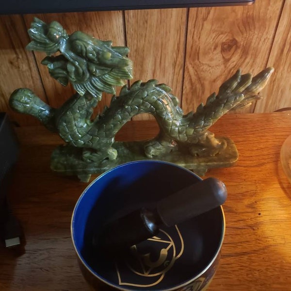 Natural Green Jade Qilin Pi Xiu Statue Feng Shui Wealth Office Desk ...