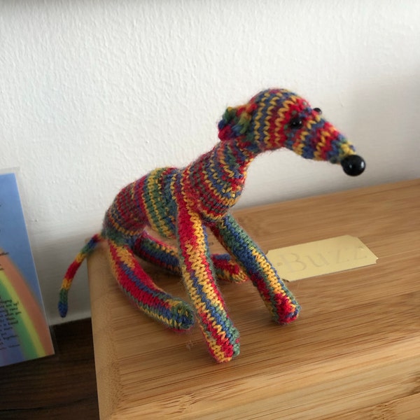 Lurcher Fluffy Scruffy Hairy Hand Knitted Sighthound Silver Light Grey ...