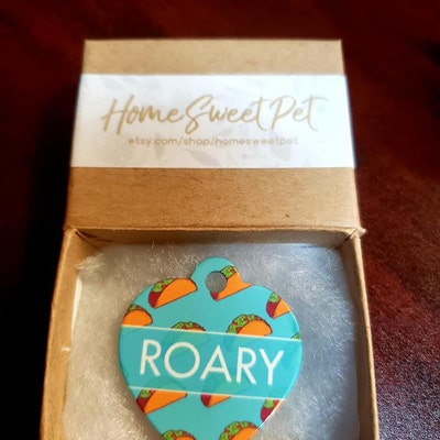 Taco Dog Tag, Double Sided Dog Tag, Taco Cat Tag, Blue Dog Tag, Funny ...