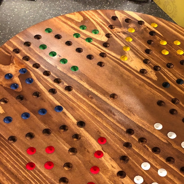 6 Player Wahoo Game Board, Large Round Aggravation Game Board, Wooden ...