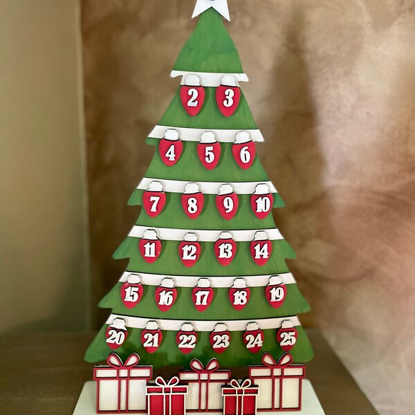 Christmas Tree Count Down Calendar, Advent Calendar, Rustic Christmas ...