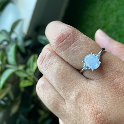 Moonstone Ring, Adjustable Open Ring,blue Moonstone Ring, Moonstone ...