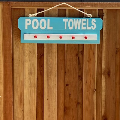 Pool Decor, Pool Sign Towel Rack, Backyard Decor, Outdoor Signs ...