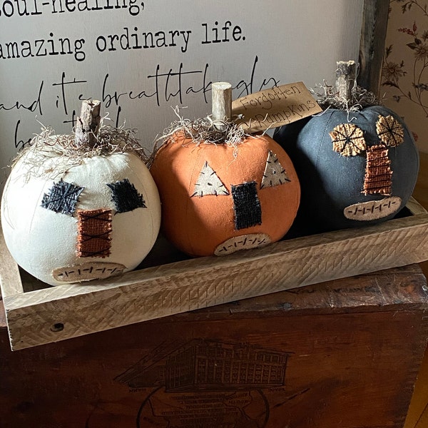 Primitive Pumpkins in Wooden Crate ~ Primitive Halloween ~ Primitive ...