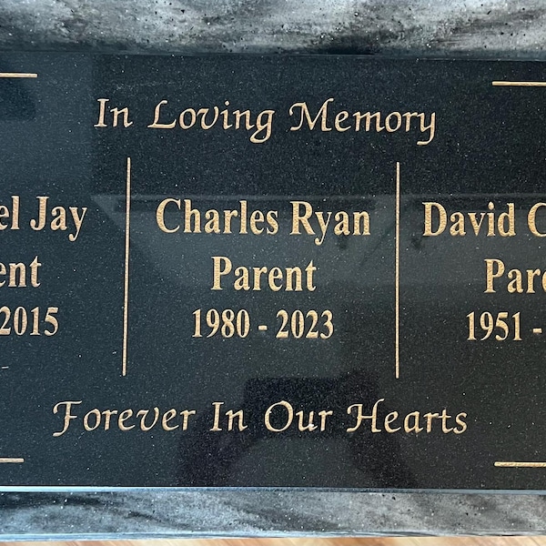 Engraved Black Granite 3-person Headstone: Cemetery Memorial Plaque - Etsy
