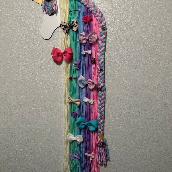 Unicorn Hair Clip Hanger, Boho Hair Accessories Organizer, Macrame Bow ...