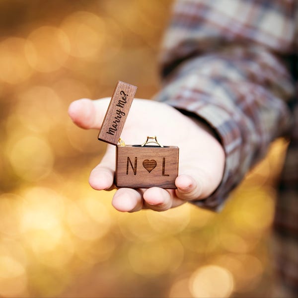 Proposal Ring Box, Custom Slim Engagement Ring Box, Wedding Engagement ...