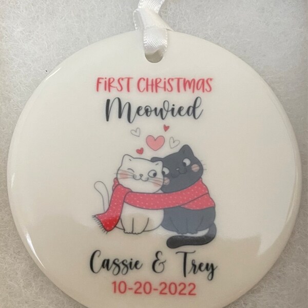 First Christmas Meowied Ornament, Cat Wedding Gift, Christmas Gift for ...