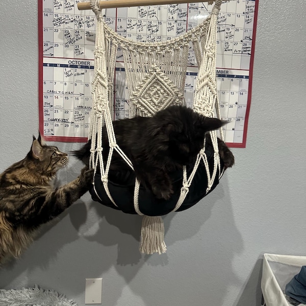Macramé Cat Hammock for Camper Van, Cat Swing, Macramé Cat Bed, Boho ...